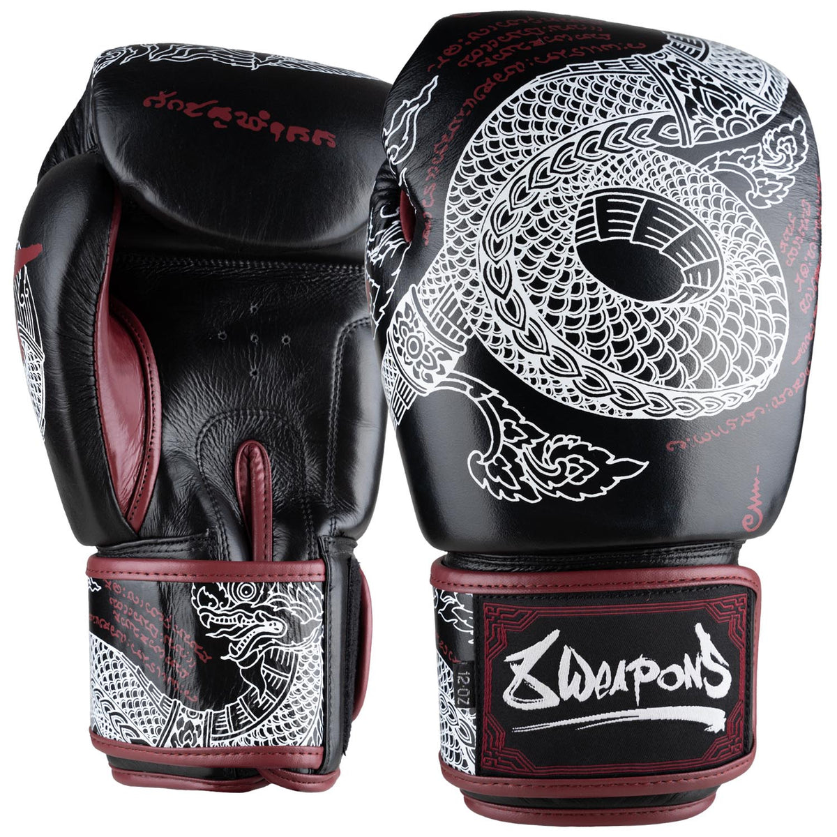 8 WEAPONS Boxing Gloves, Sak Yant Naga, black-maroon – 8 WEAPONS ...