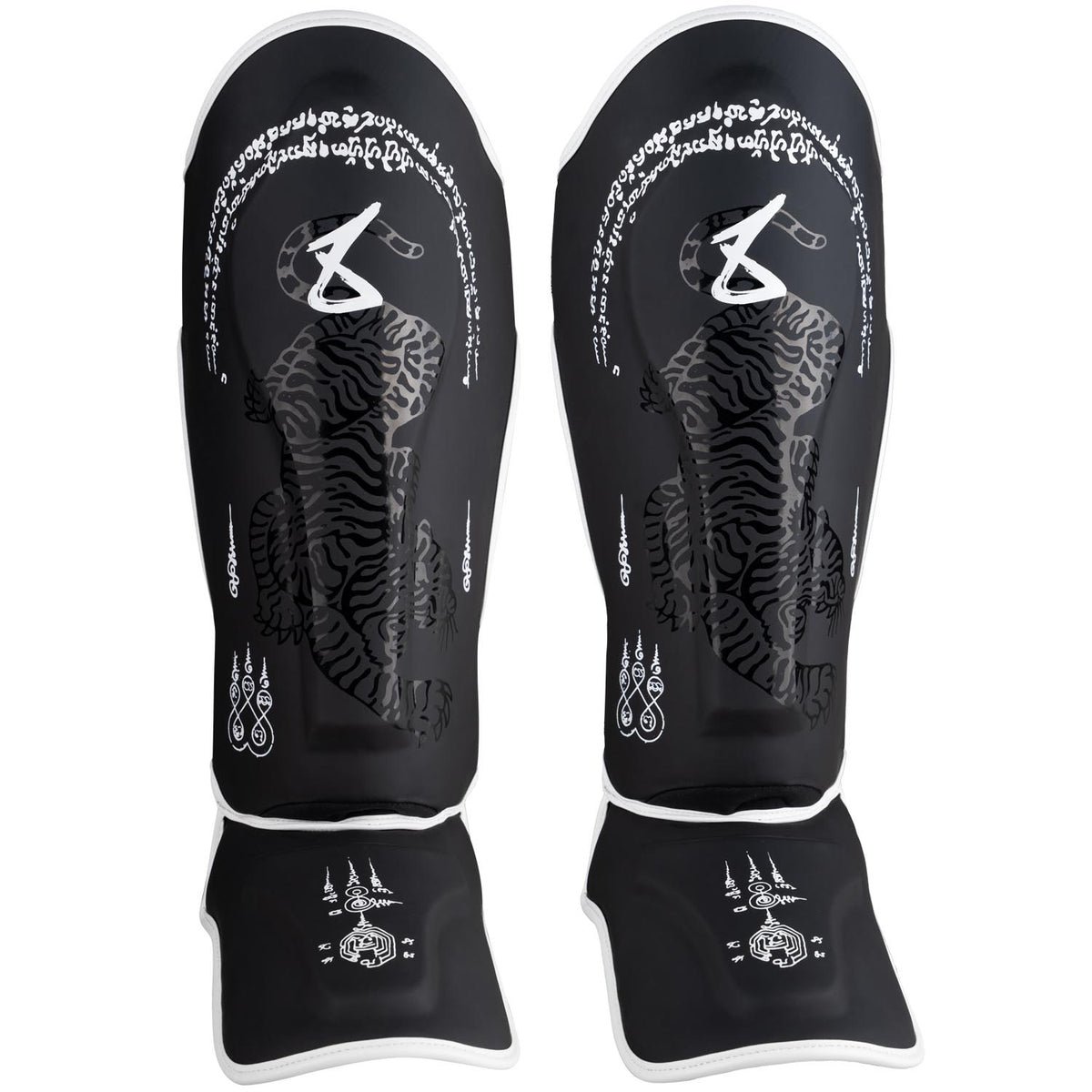 8 WEAPONS Shin Guards, Sak Yant Big Tiger, black-black – 8 WEAPONS ...